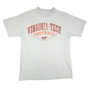 Vintage | Shirts | Vintage Virginia Tech Football Gray Tee With Maroon ...